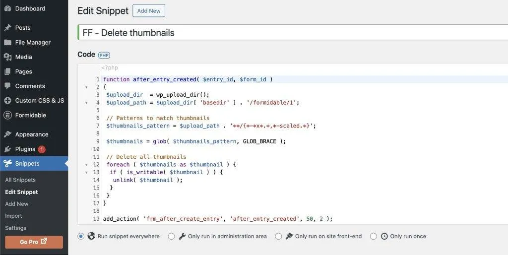 Formidable Forms disable image thumbnail generation - Faisal Ahammad